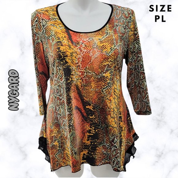 Peter Nygard | Tops | Nygard Womens Multicolored Sheer Ruffle Shirt ...
